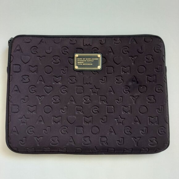 Bags | Marc By Marc Jacobs Neoprene Laptop Tablet Zip Case Black W Logo ...